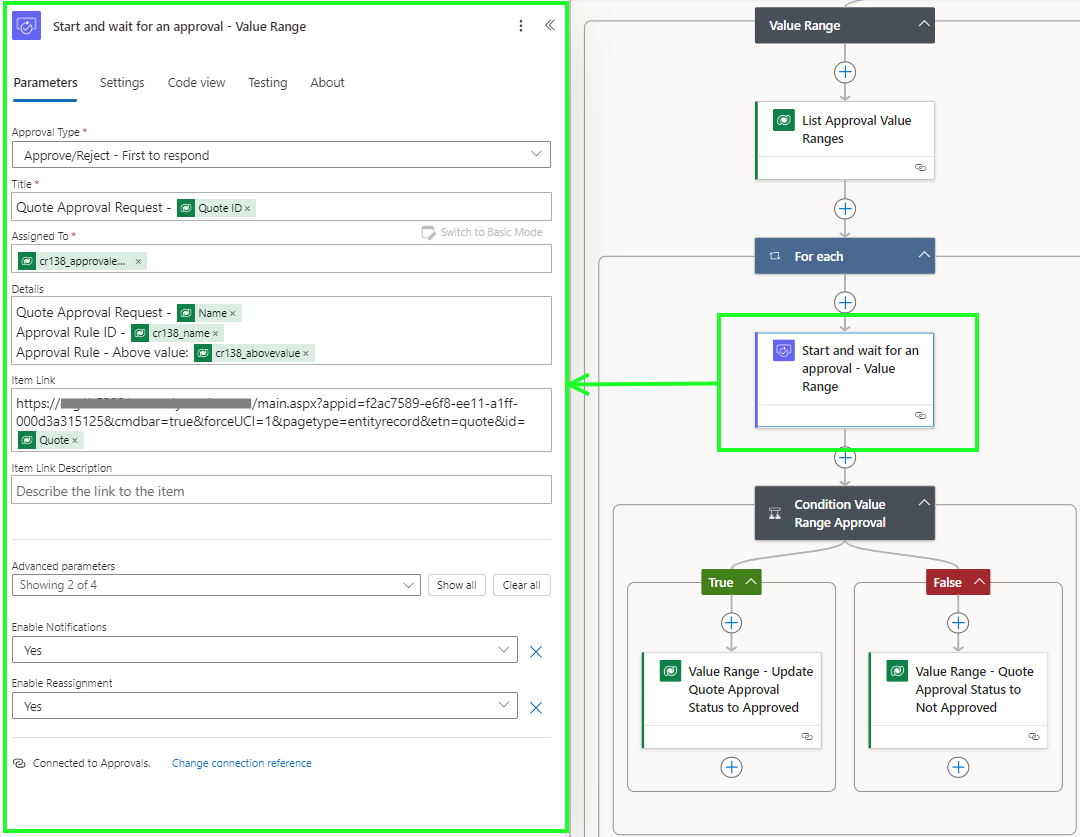 Quote approval with workflow approvals using power automate