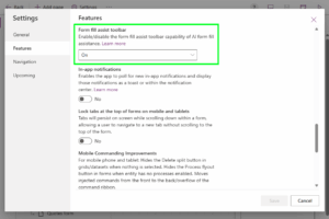 Copilot's new form fill assist toolbar including files